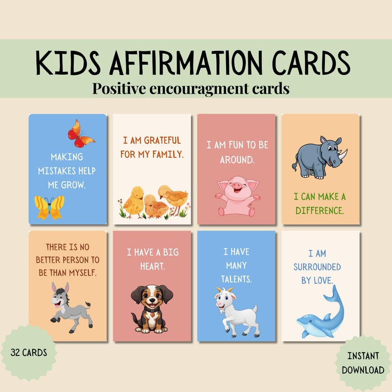 Positive Encouragement Cards for Kids Affirmation Cards Children Lunch ...