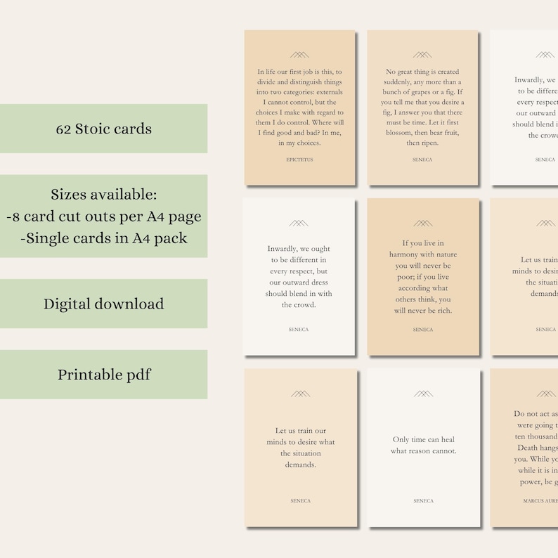 Stoic Quote Cards Stoicism Daily Stoic Affirmation Cards Marcus ...
