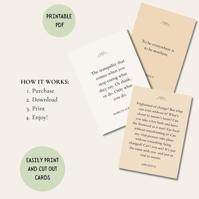 Stoic Quote Cards Stoicism Daily Stoic Affirmation Cards Marcus ...