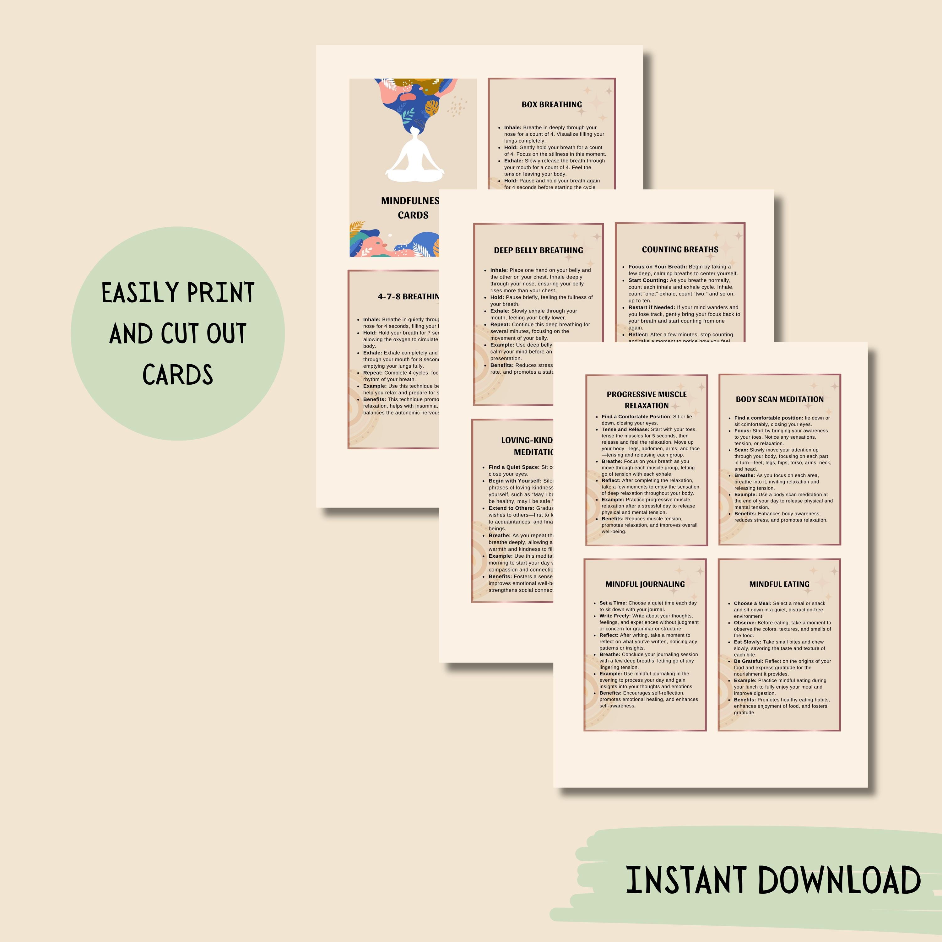 Mindfulness Exercise Cards Pdf Breathing Exercises Self-regulation ...