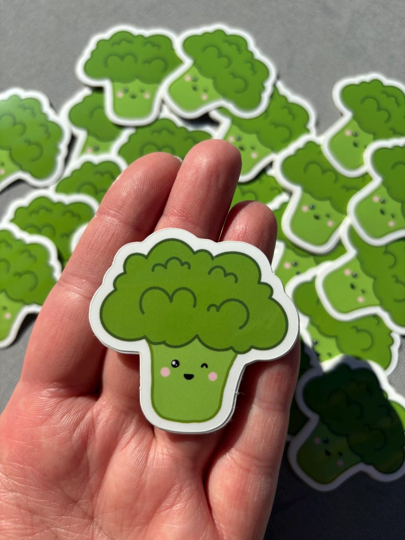 Broccoli Sticker, Cute Vegetable Laptop Sticker, Hand-drawn, Vinyl ...