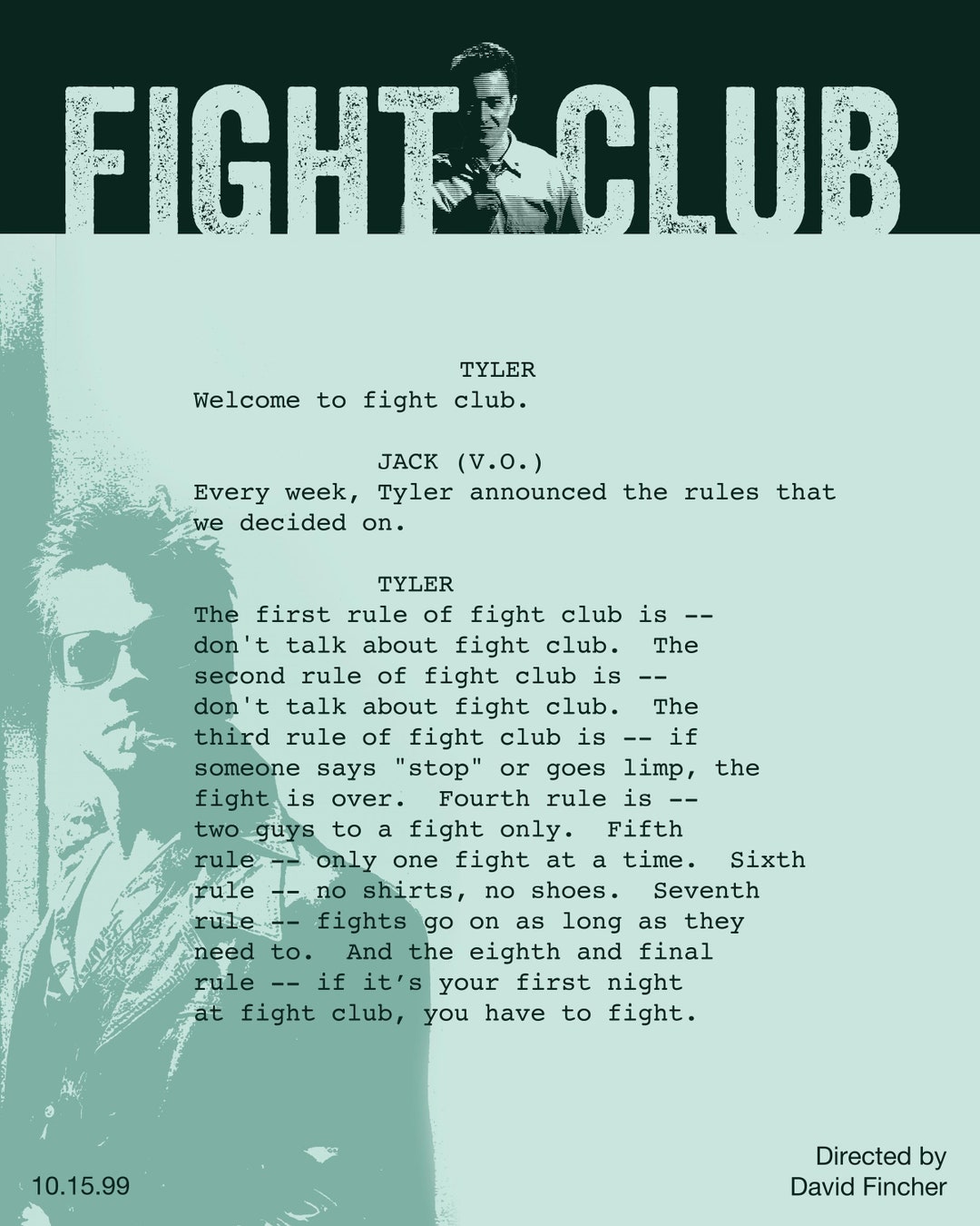 Fight Club first Rule Scene Poster - Etsy