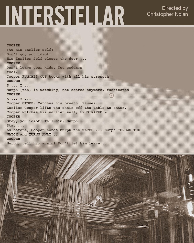 Interstellar Screenplay Graphic Poster - Etsy