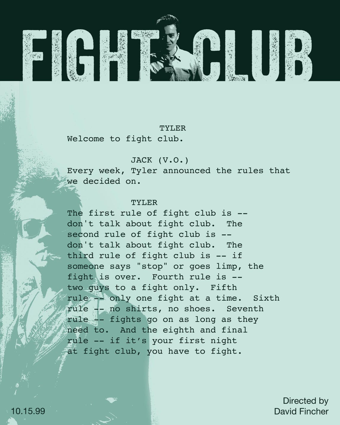 Fight Club Screenplay Graphic Poster - Etsy