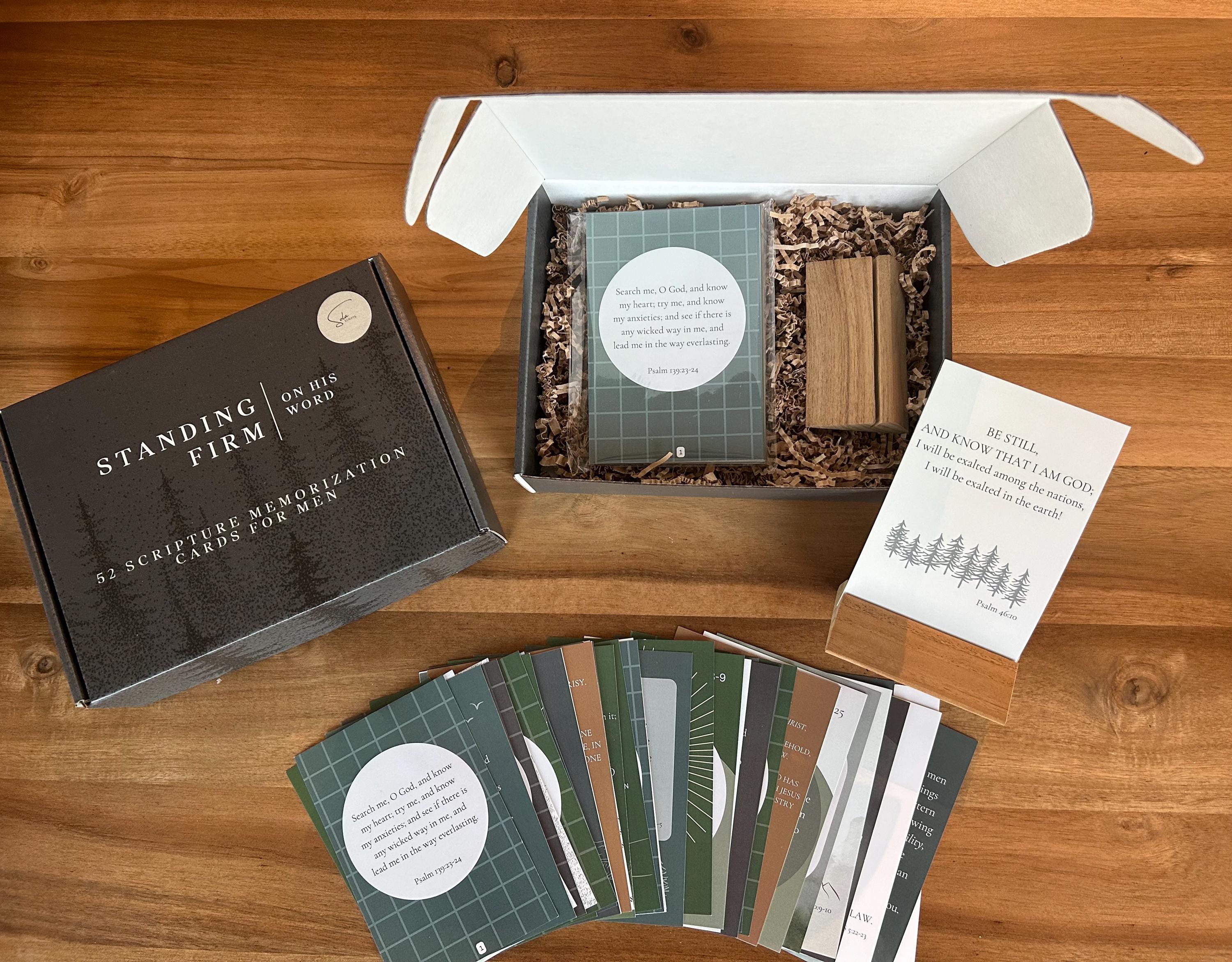 Scripture Memorization Cards for Men: 52-card Set With Teak Stand - Etsy