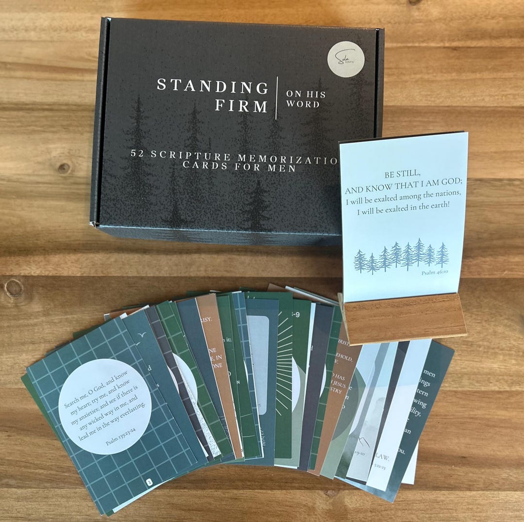 Scripture Memorization Cards Boxed Set for Men With Teak Stand, 52 ...