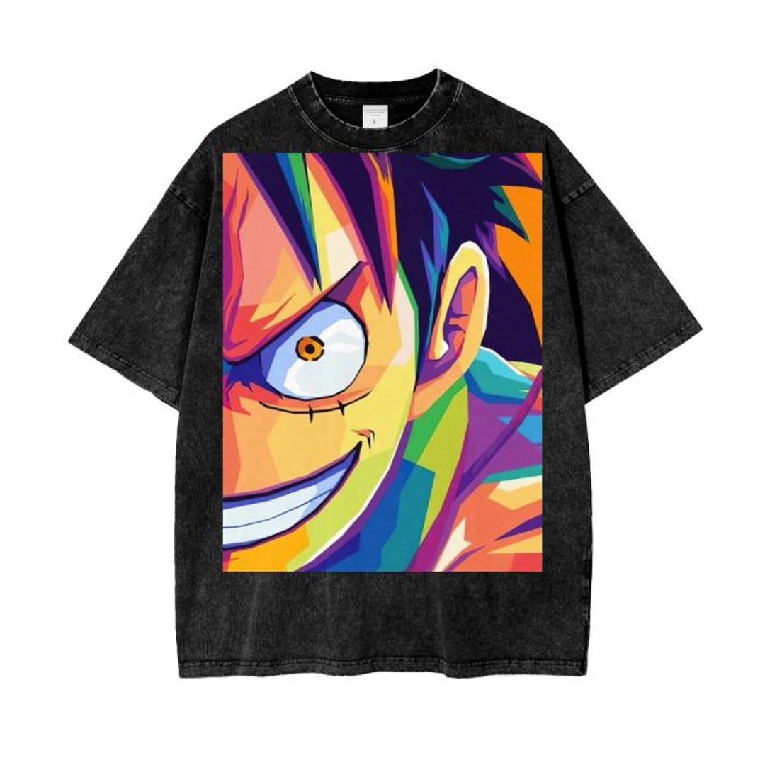 Monkey D Luffy Shirt One Piece Tee Anime Graphic T-shirt Acid Wash ...
