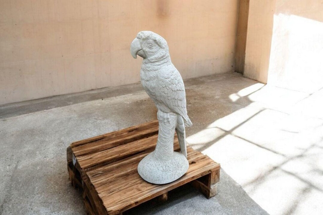 Sitting Parrot Figure Stone Parrot Decoration Bird Home Decor Parrot ...