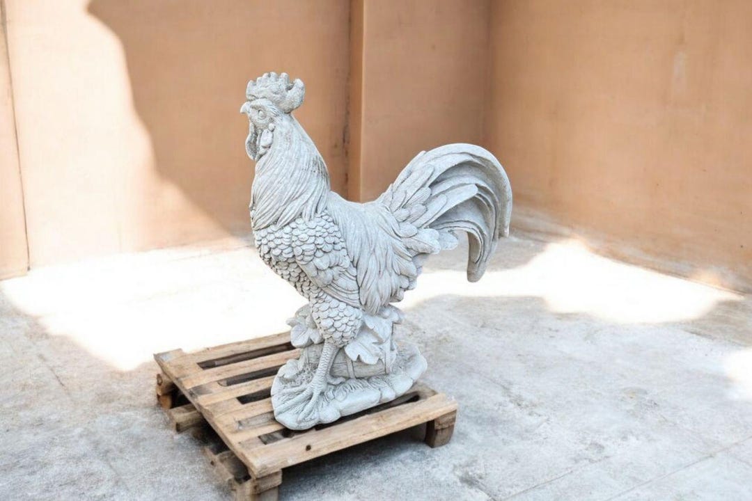 Rooster Bird Sculpture Concrete Rooster Farm Animal Outdoor Decor ...