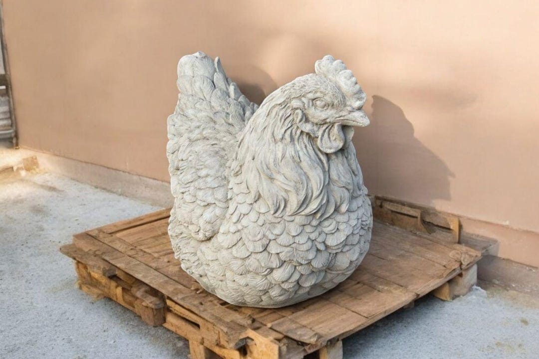 Farm Chicken Figurine Concrete Chicken Statue Animal Decor Large ...
