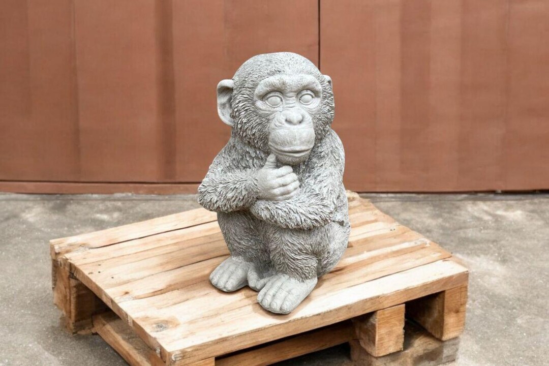 Sitting Chimpanzee Stone Animal Decoration Monkey Statue Chimpanzee ...