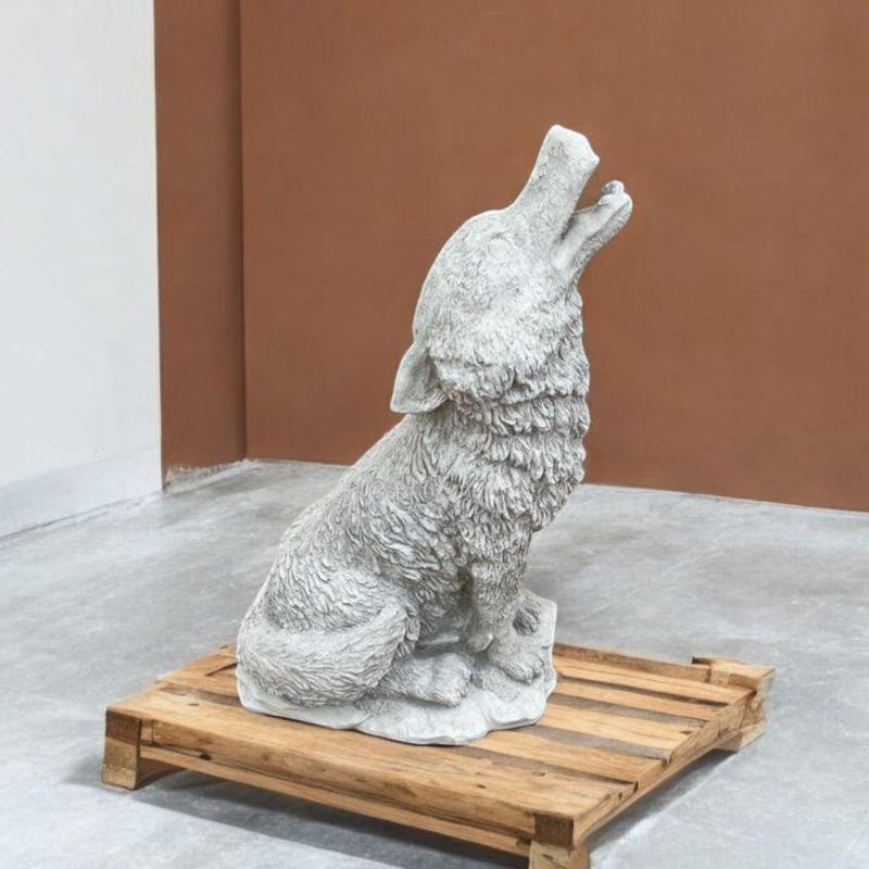 Concrete Wolf Statue - Etsy