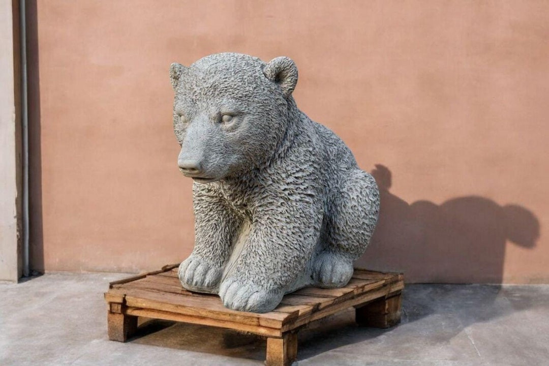 Wild Bear Statue Stone Animal Decoration Sitting Bear Figure Outdoor ...