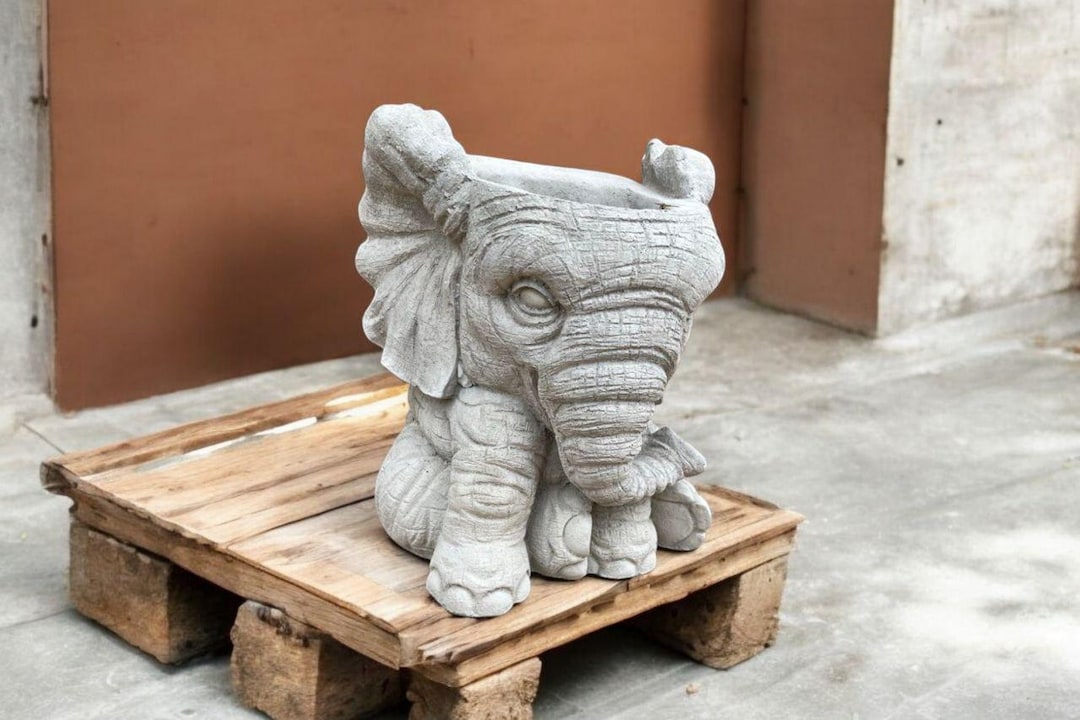 Garden Elephant Plant Pot Beton Animal Idea Stone Lawn Decoration ...
