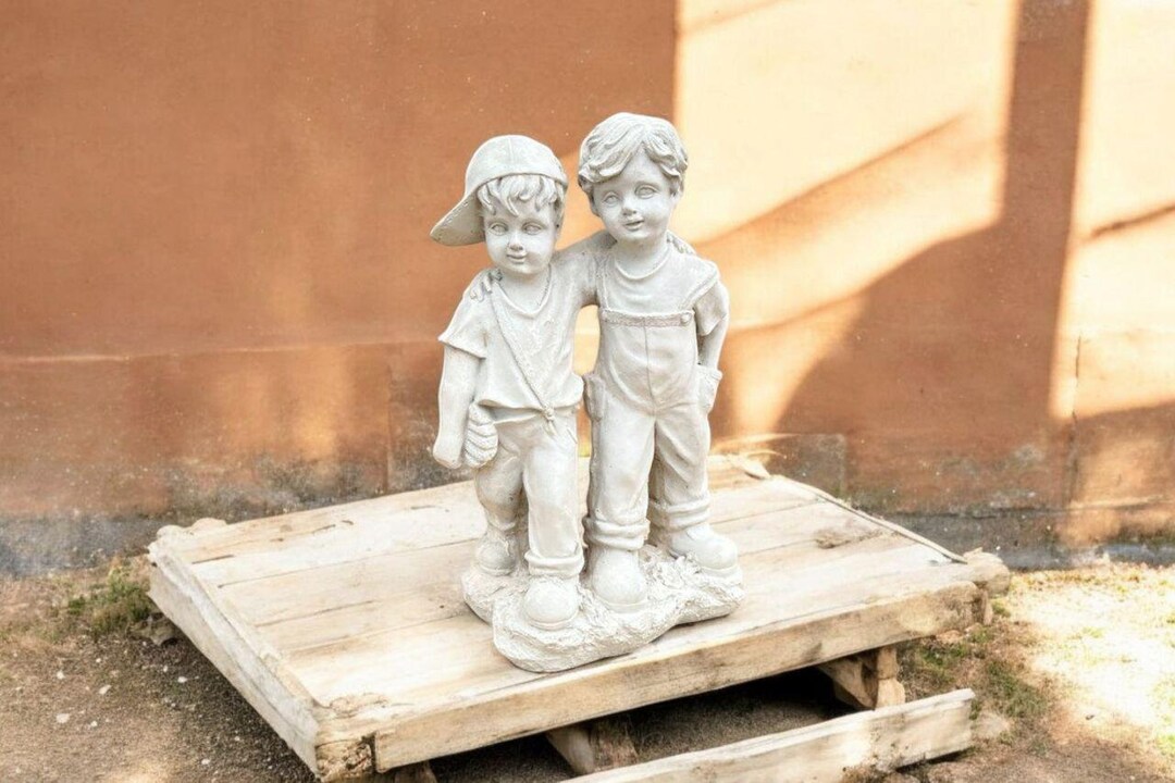 Detailed Kids Figure Home Boys Decoration Children Beton Ornament Outdoor Boys Statue Cement ...