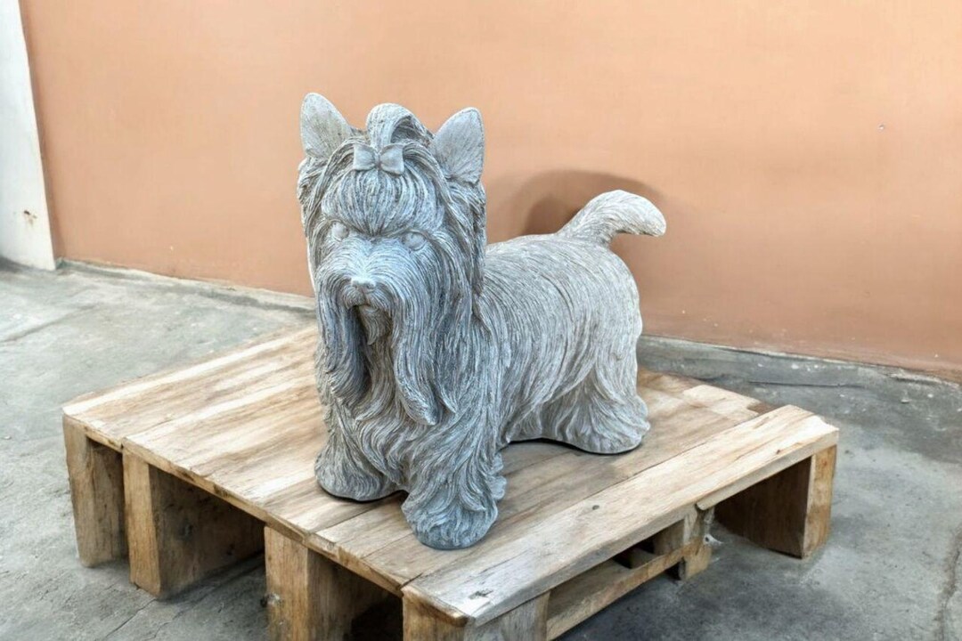 Stone York Figure Dog Yard Ornament Concrete Pet Decor Beton Yorkie ...