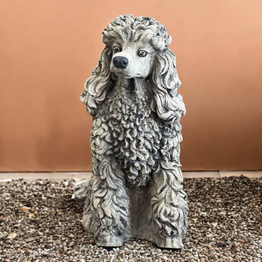 Beton Poodle Sculpture Concrete Dog Ornament Garden Pet Art Stone ...