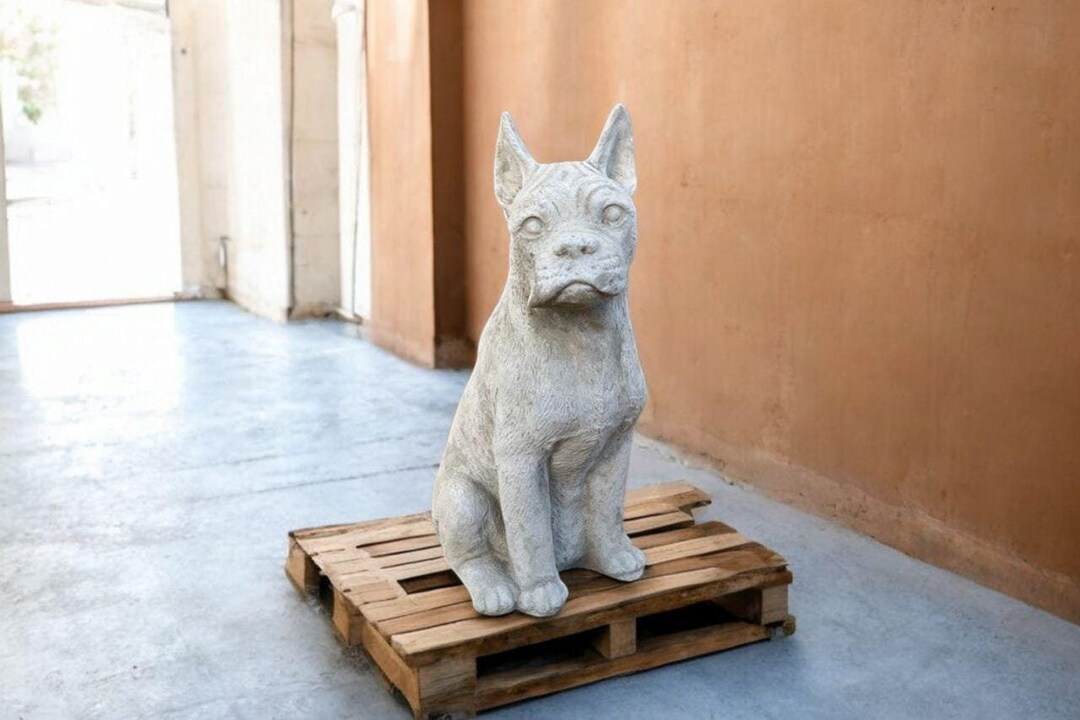 Stone Boxer Dog Outdoor Dog Figurine Sitting Boxer Puppy Pet Memorial ...