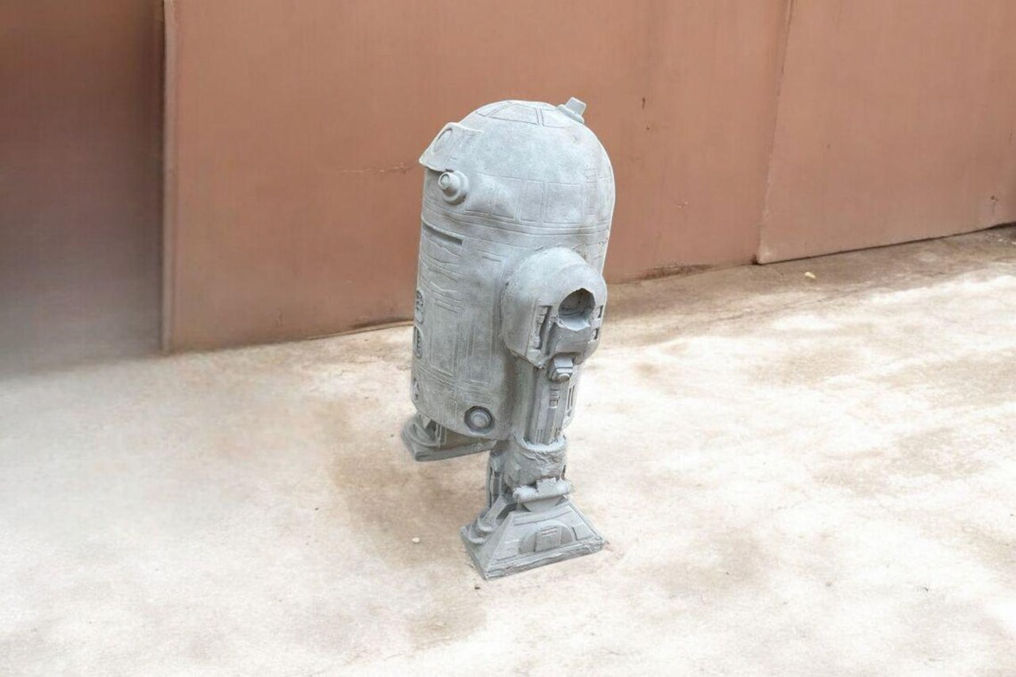 Garden Robot Figure Solid Stone Decor Yard Concrete Ornament Standing ...