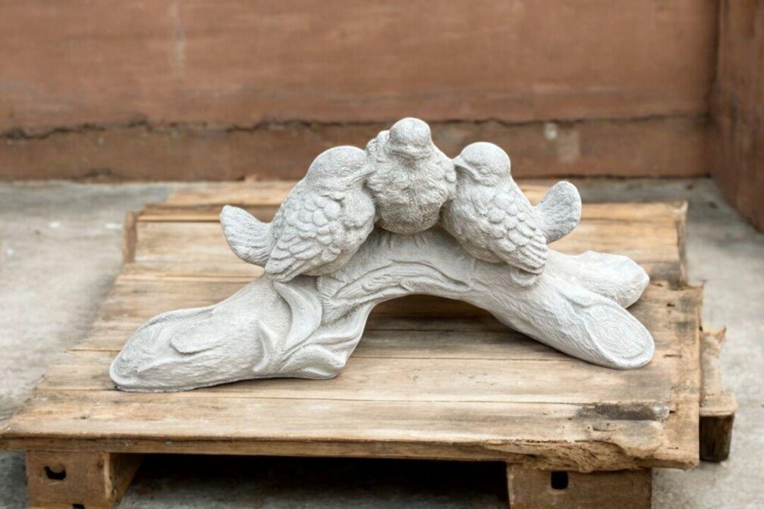 Concrete Birds Decoration Garden Art Three Birds Sitting on Branch Bird ...