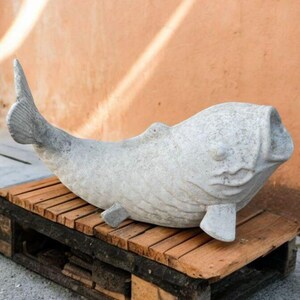 Koi Fish Figure Stone Fish Statue Garden Ornament Fish Sculpture Koi ...