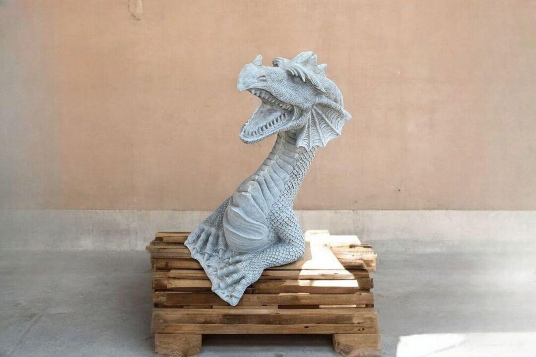 Dragon Head Sculpture Concrete Fantastic Animal Solid Dragon Art Stone ...