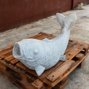 Koi Fish Figure Stone Fish Statue Garden Ornament Fish Sculpture Koi ...