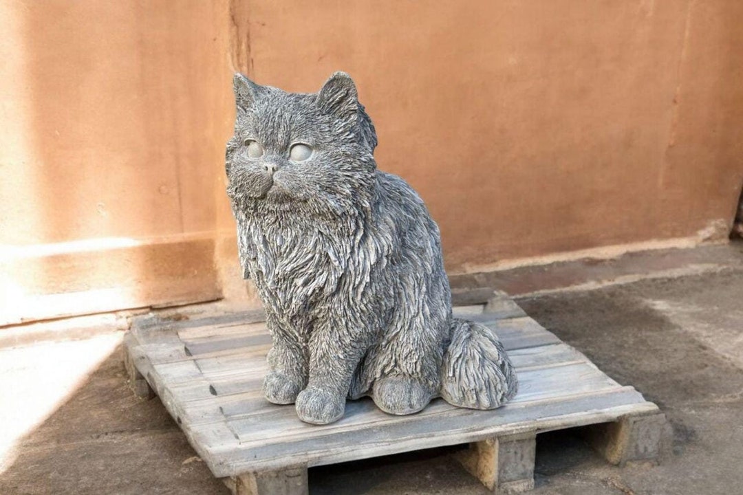Home Animal Sculpture Stone Cat Memorial Cat Garden Art Pet Lawn ...