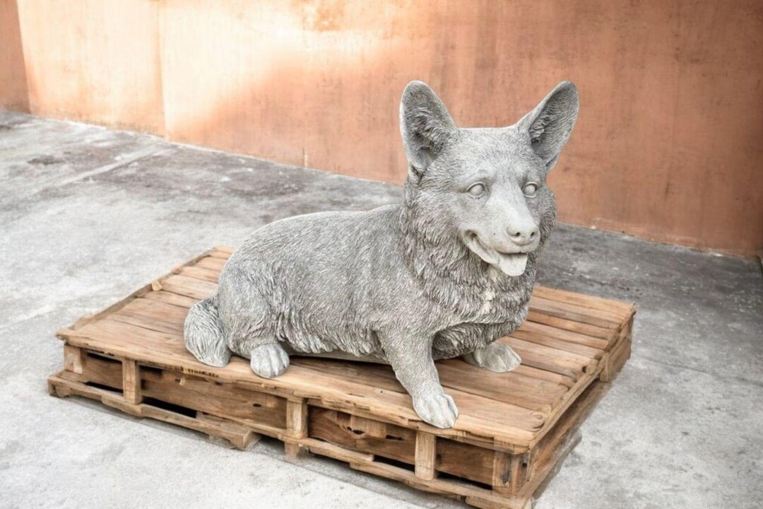 Stone Royal Corgi Massive Dog Sculpture Corgi Figurine Dog Owner Gift ...