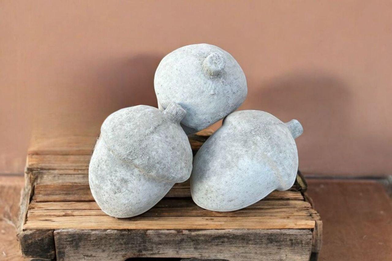Garden Acorns Figure Concrete Forest Art Yard Stone Decor Stone Acorns ...