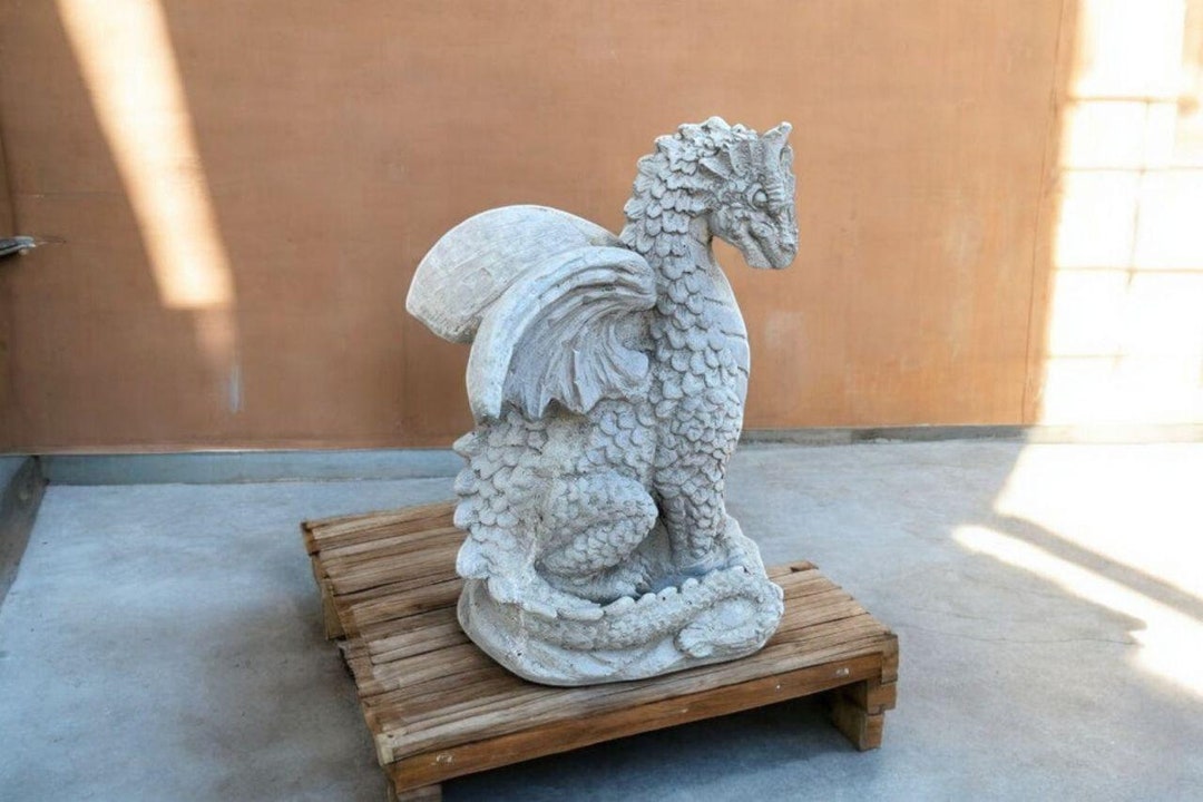Garden Dragon Art Cement Dragon Sculpture Lawn Dragon Decor Yard Fantasy Animal Ornament Dragon ...