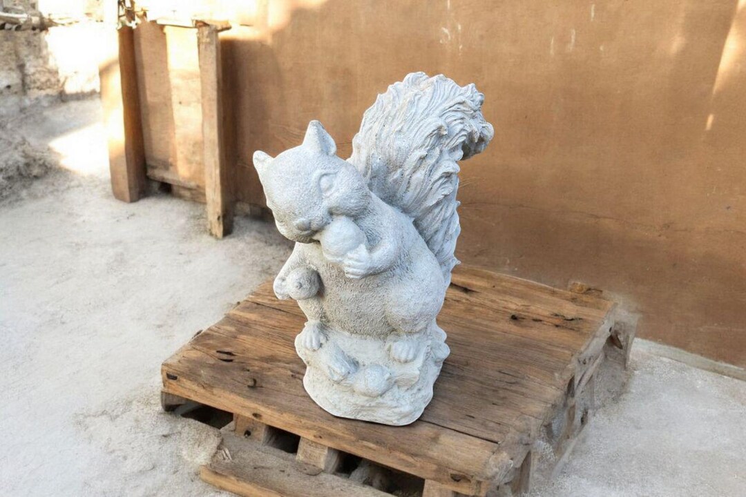 Standing Squirrel on Base Stone Squirrel Bushy Tail Wild Squirrel ...