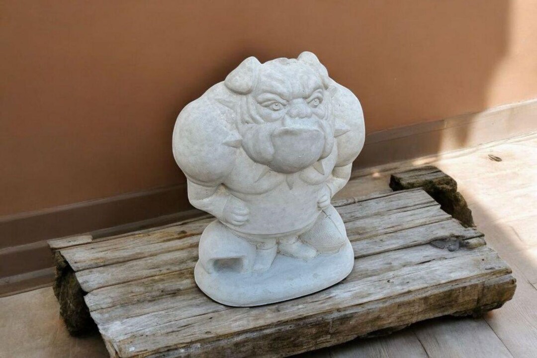 Stone Bulldog Statue Outdoor Dog Idea Concrete Pet Decoration Garden ...