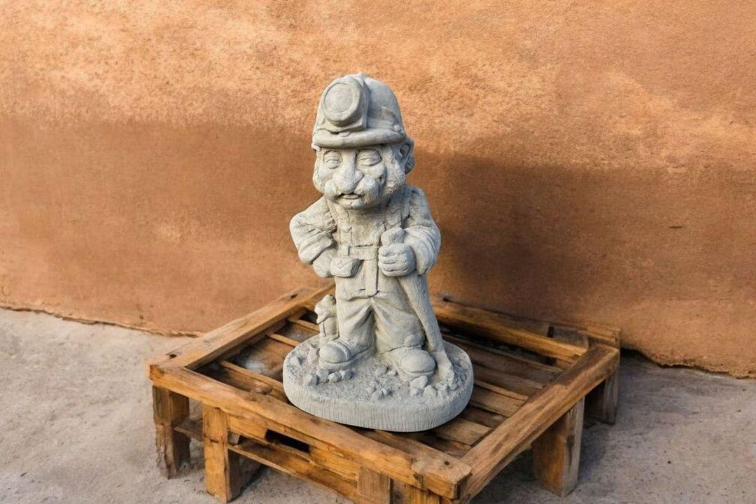 Concrete Miner Sculpture Backyard Pitman Statue Garden Collier Art Lawn ...
