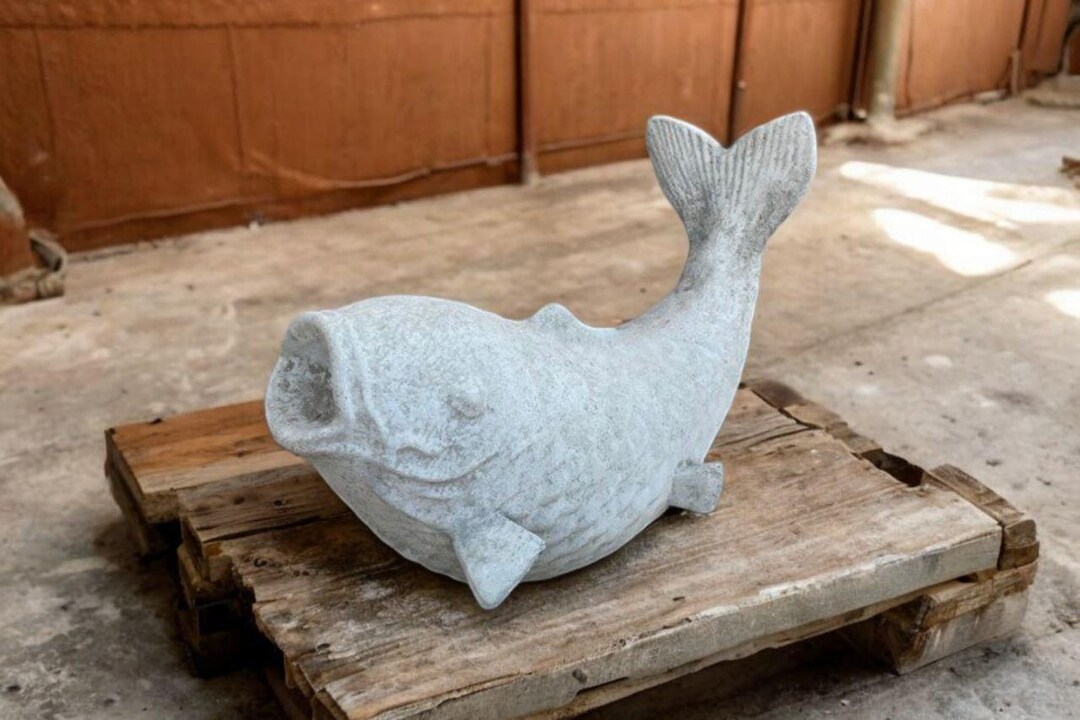 Koi Fish Figure Stone Fish Statue Garden Ornament Fish Sculpture Koi ...