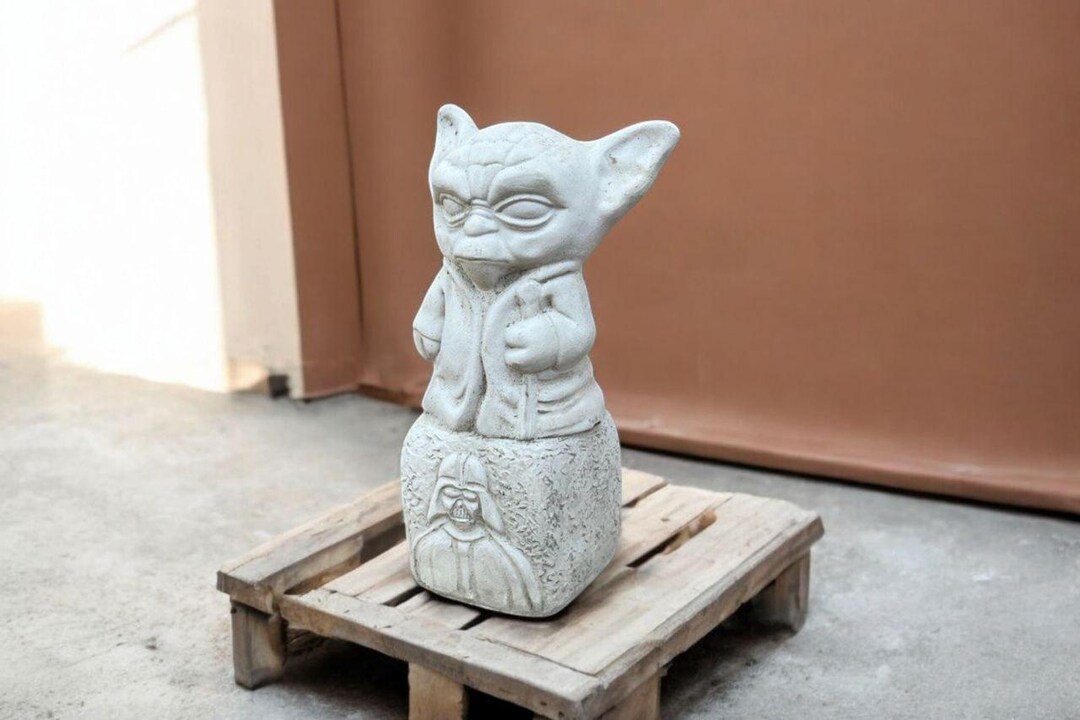 Outdoor Yoda Figurine Stone Yoda Gift Lawn Concrete Sculpture Concrete ...