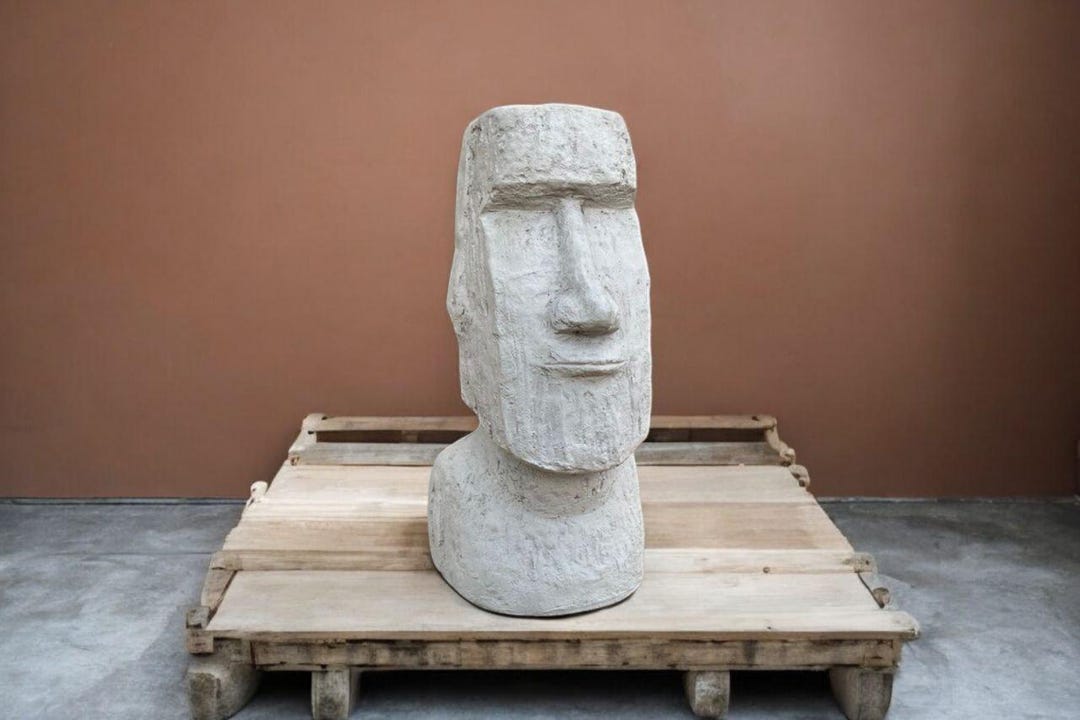 Moai Head Statue Concrete Easter Island Figurine Moai Head Rock Outdoor Decoration Stone Easter ...