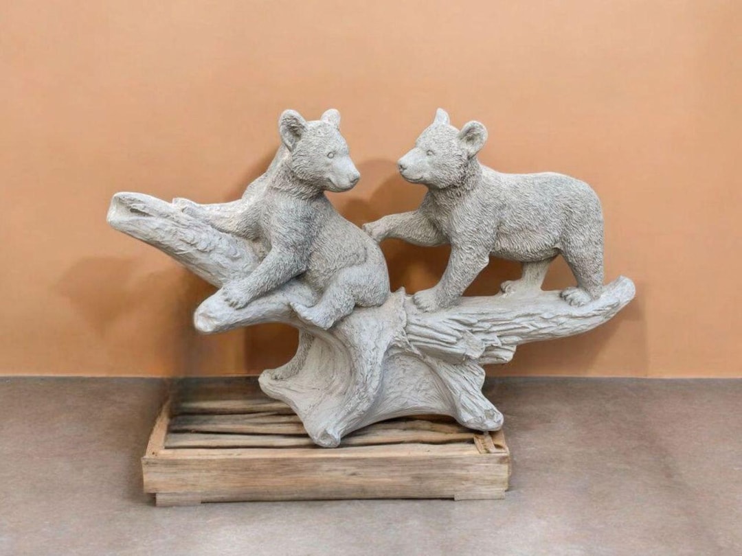 Stone Bears Figure Animal Concrete Statue Garden Bear Ornament Yard ...