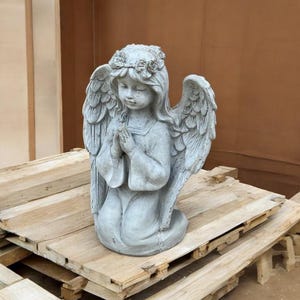 Cement Angel Sculpture Praying Girl With Wings Statue Concrete Angel ...