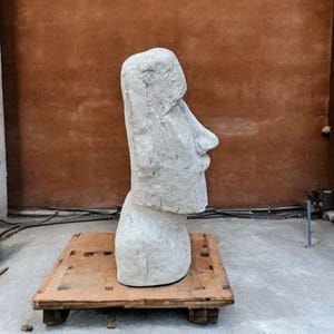 Moai Head Statue Concrete Easter Island Figurine Moai Head Rock Outdoor Decoration Stone Easter ...
