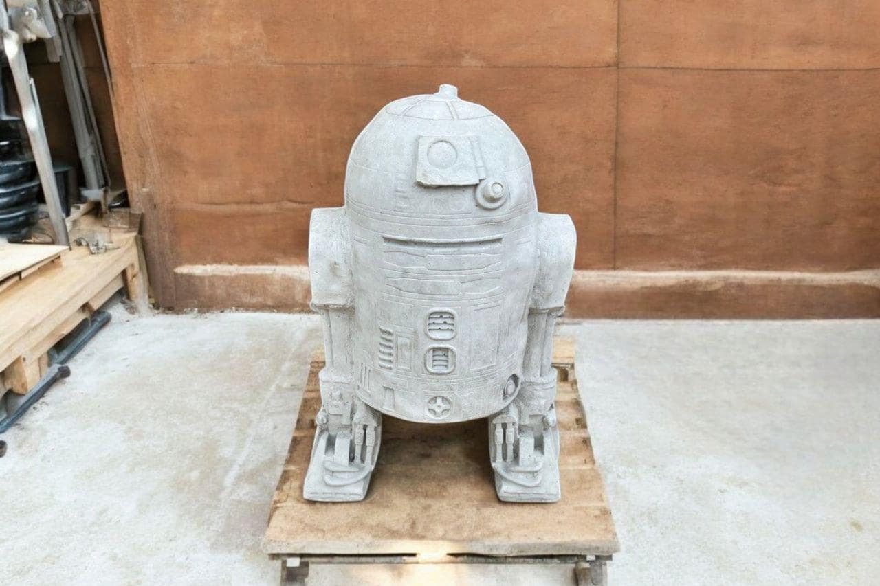Garden Robot Figure Solid Stone Decor Yard Concrete Ornament Standing ...