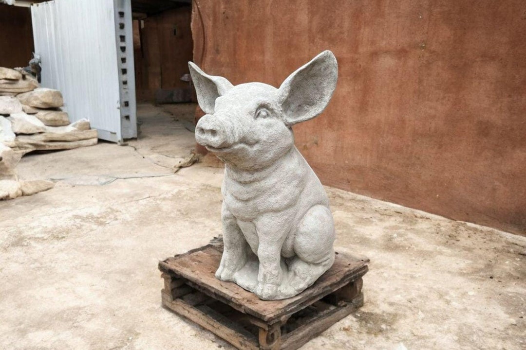 Yard Pig Statue Farm Animal Garden Decor Beton Pig Sculpture Patio ...
