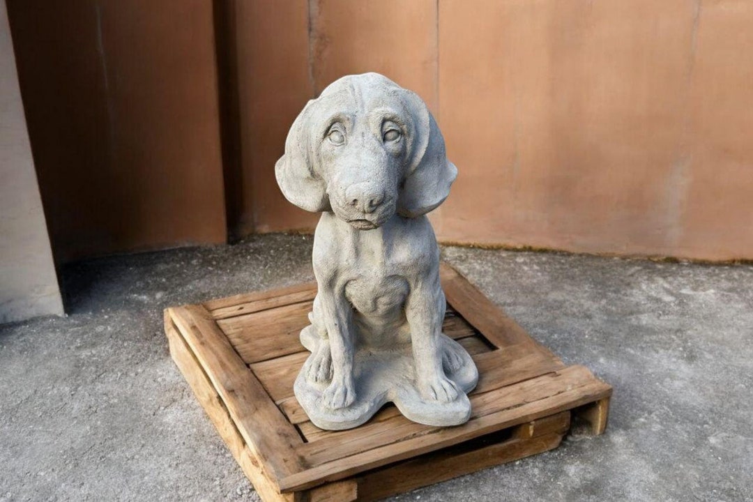Beagle Dog Statue Concrete Beagle Dog Ornament Pet Memorial Figure ...