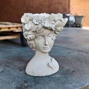 Beton Flower Bust Lady Head With Roses Concrete Flower Pot Outdoor ...