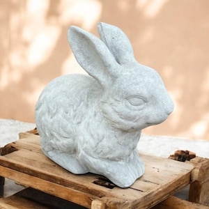 Rabbit Garden Statue Outdoor Bunny Decor Lawn Rabbit Idea Stone Animal ...