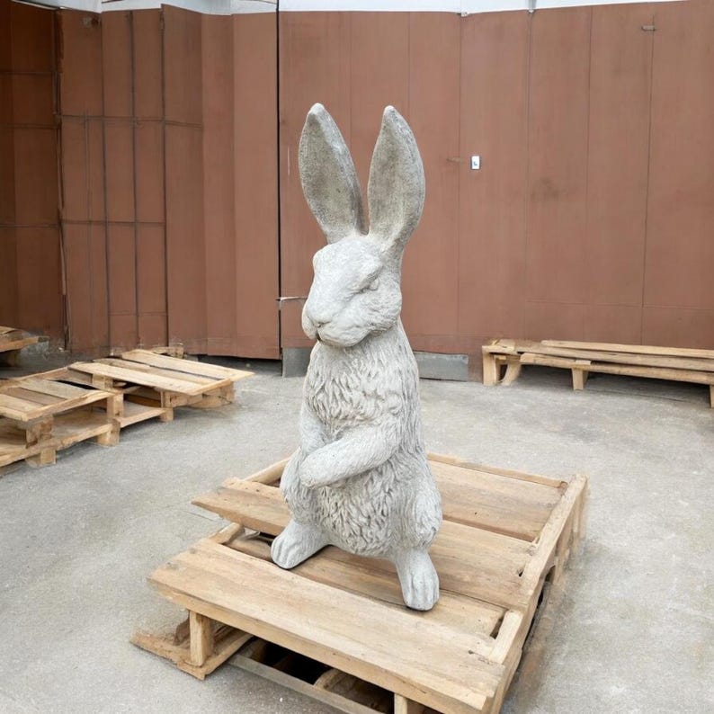 Garden Rabbit Statue Outdoor Tall Bunny With Big Ears Sculpture Gift ...