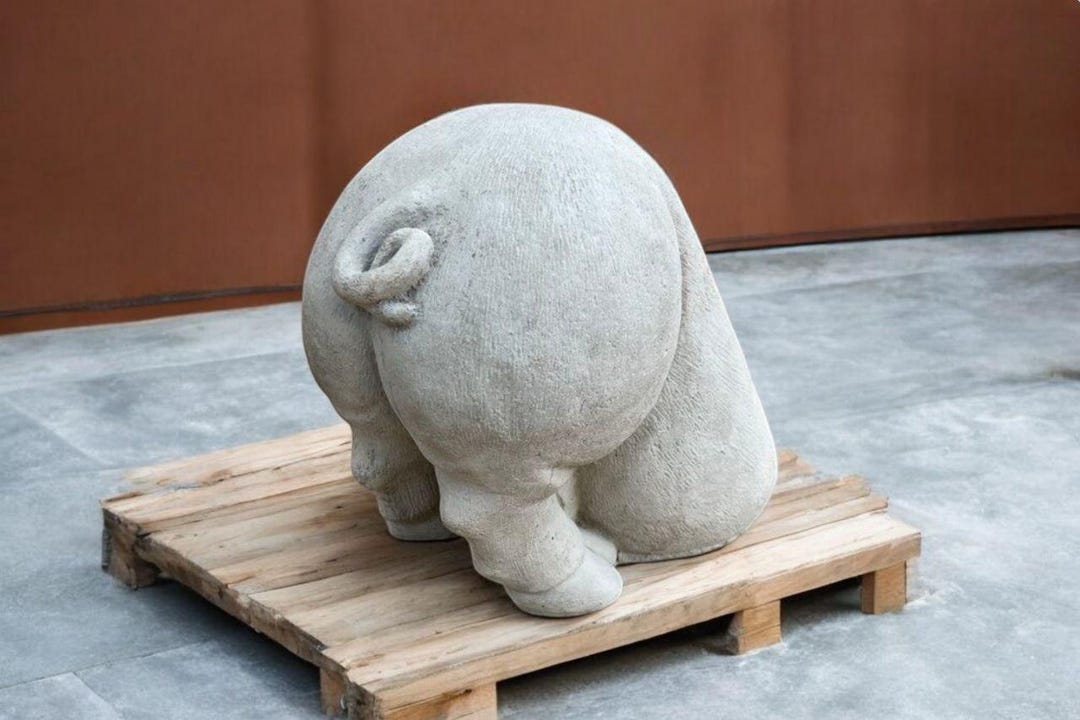 Stone Digging Pig Statue Outside Farm Figure Cement Animal Decoration ...