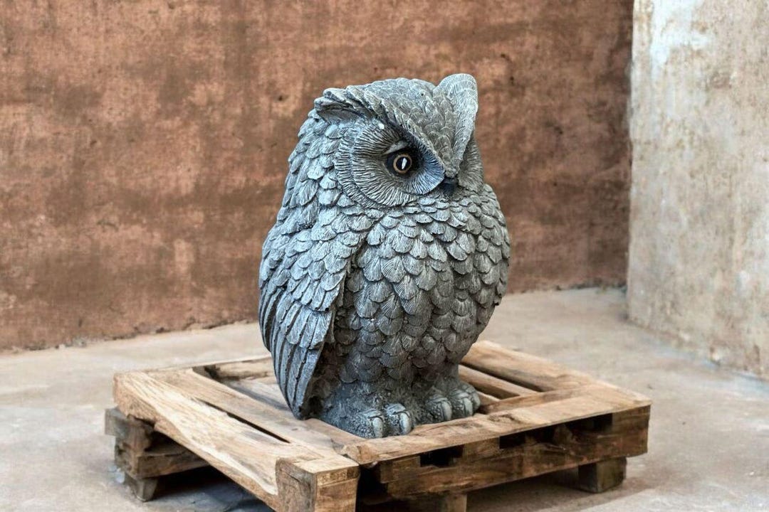 Stone Owl Statue Outside Bird Decoration Detailed Owl Ornament Home Owl ...