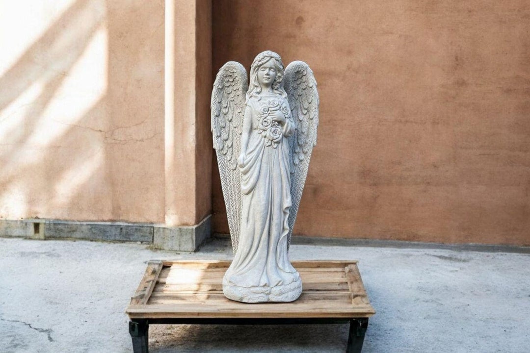 Lawn Religious Statue Cement Angel Sculpture Garden Detailed Angel Yard ...
