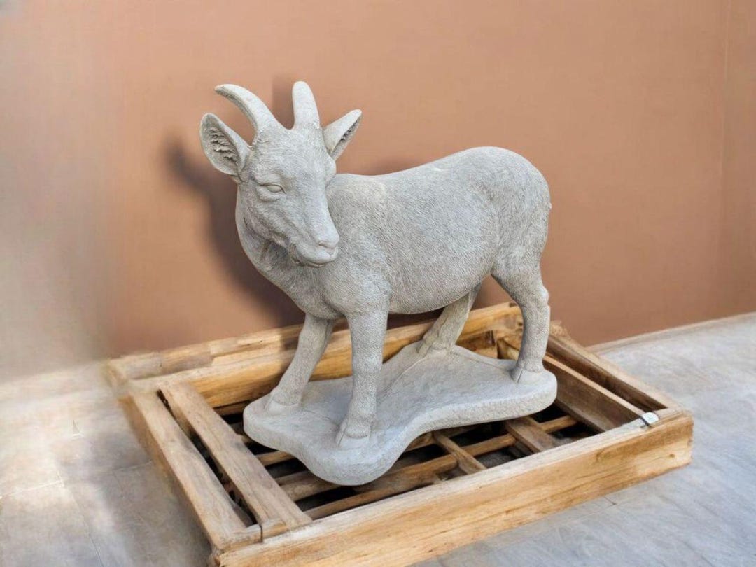Stone Goat Sculpture Farm Animal Idea Lawn Goat Ornament Yard Farm ...